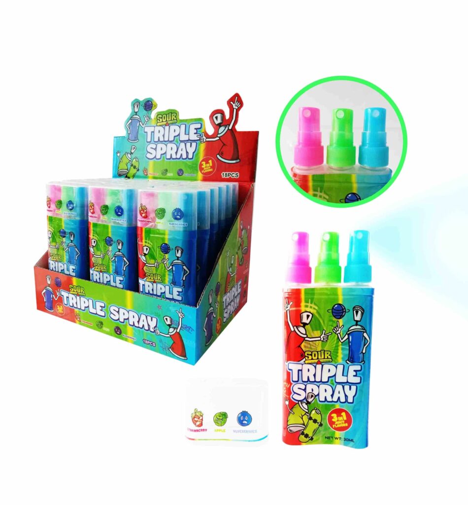 Rūgštus purškiamas saldainis SOUR TRIPLE SPRAY - FinFun